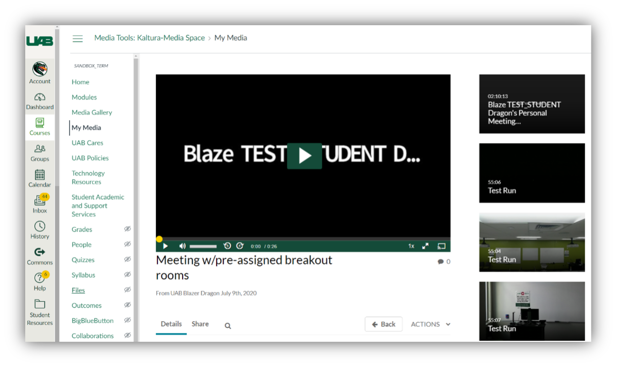 Kaltura Flavor Reinstatement - The Division of eLearning and Professional Studies